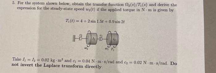 Solved 5. For the system shown below, obtain the transfer | Chegg.com