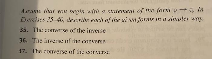 Solved Assume that you begin with a statement of the form p→ | Chegg.com