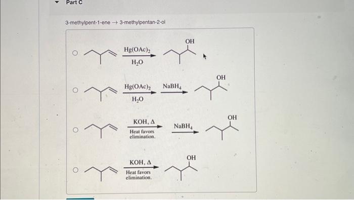 Solved but-1-ene →→→ 2-methoxybutane O KOH. A Heat favors | Chegg.com