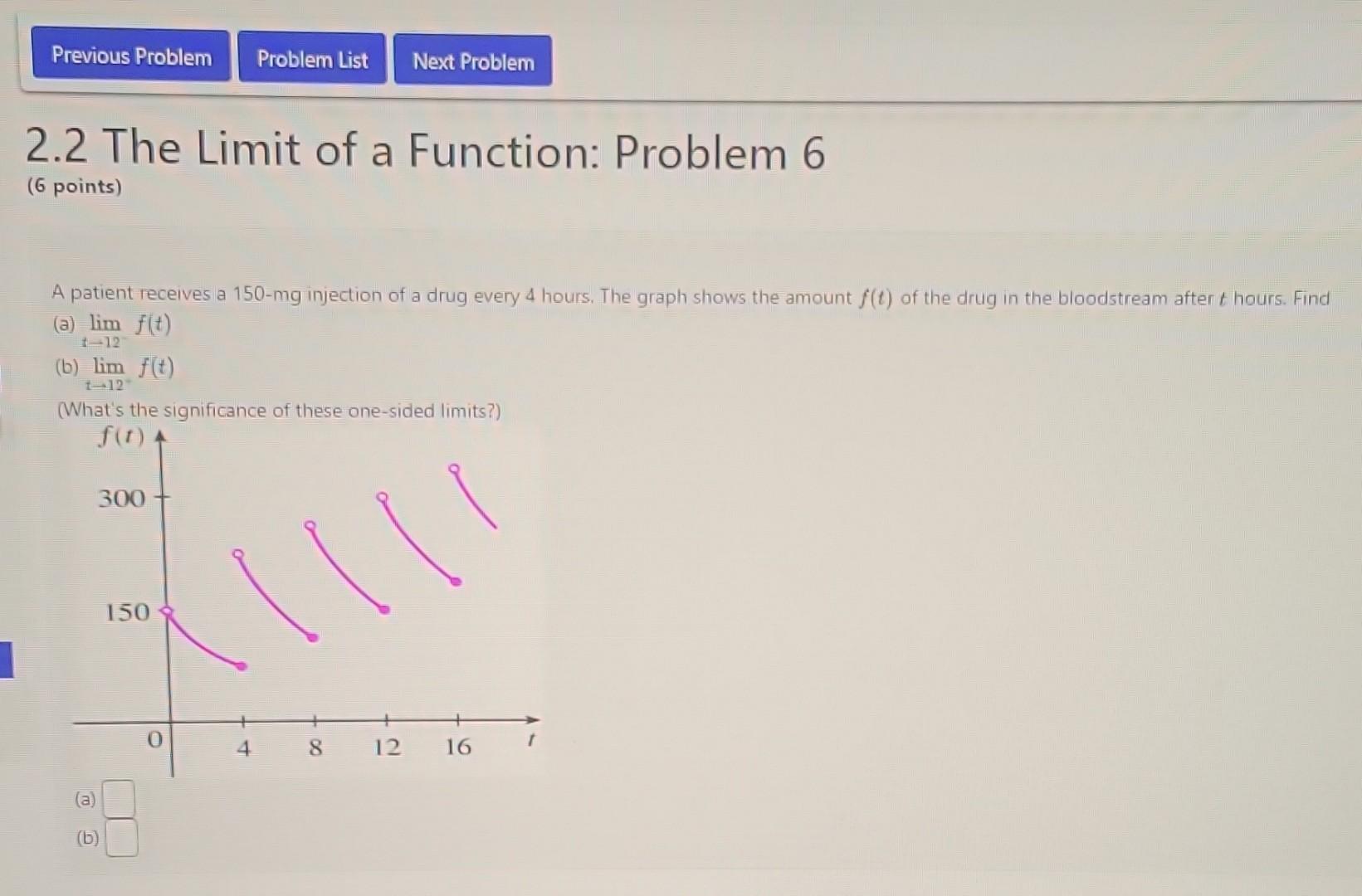 Solved 2.2 The Limit of a Function: Problem 6 (6 points) A | Chegg.com