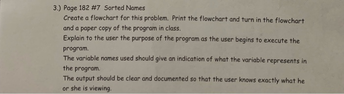 Solved 3.) Page 182 #7 Sorted Names Create a flowchart for | Chegg.com