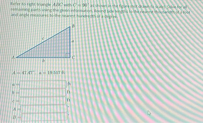 Solved Refer to right triangle ABC with C=90∘ as shown in | Chegg.com