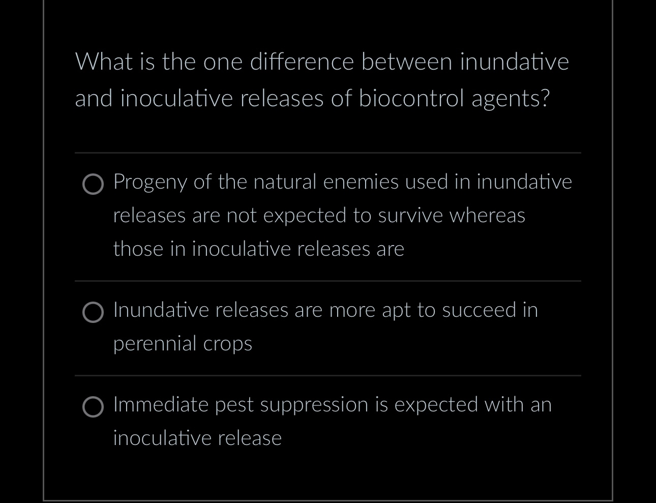 Solved What is the one difference between inundative and | Chegg.com