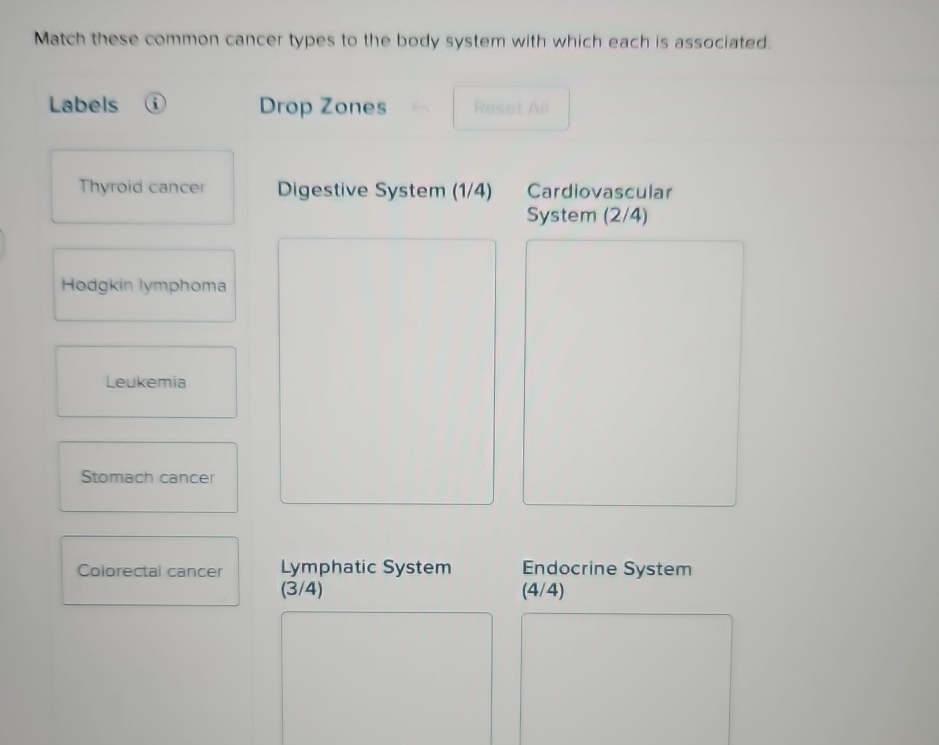 Solved Match these common cancer types to the body system | Chegg.com