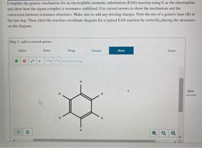 Solved Complete the generic mechanism for an electrophilic | Chegg.com