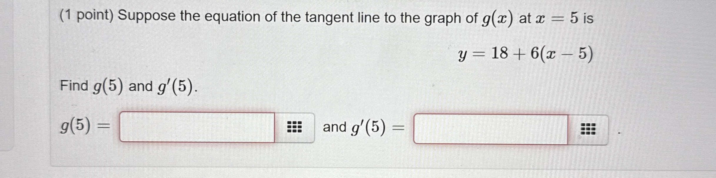 (1 ﻿point) ﻿Suppose the equation of the tangent line | Chegg.com