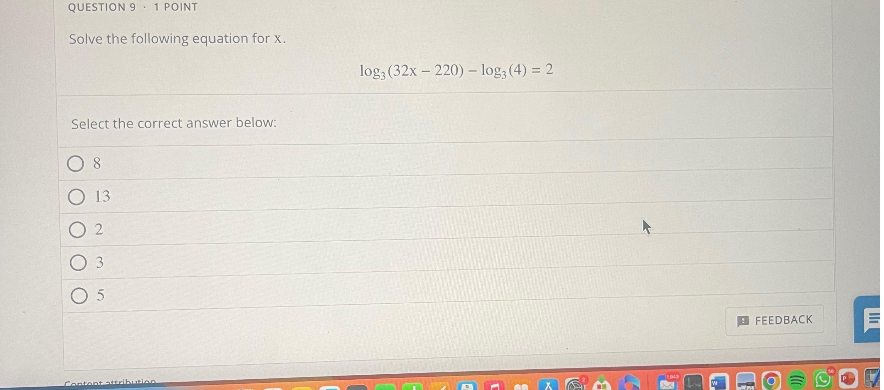 Solved QUESTION 9*1 ﻿POINTSolve the following equation for | Chegg.com