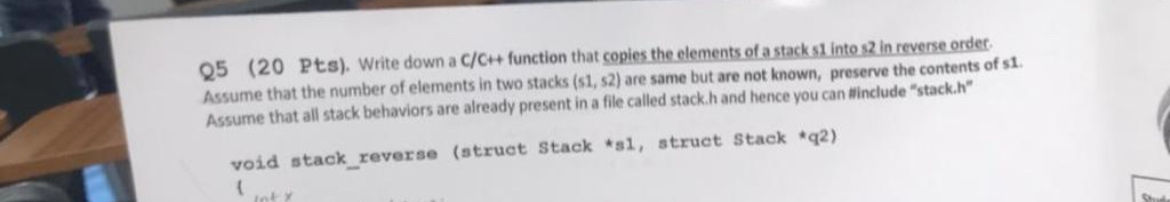 Solved Q5 (20 ﻿Pts). ﻿Write down a C++ ﻿function that copies | Chegg.com