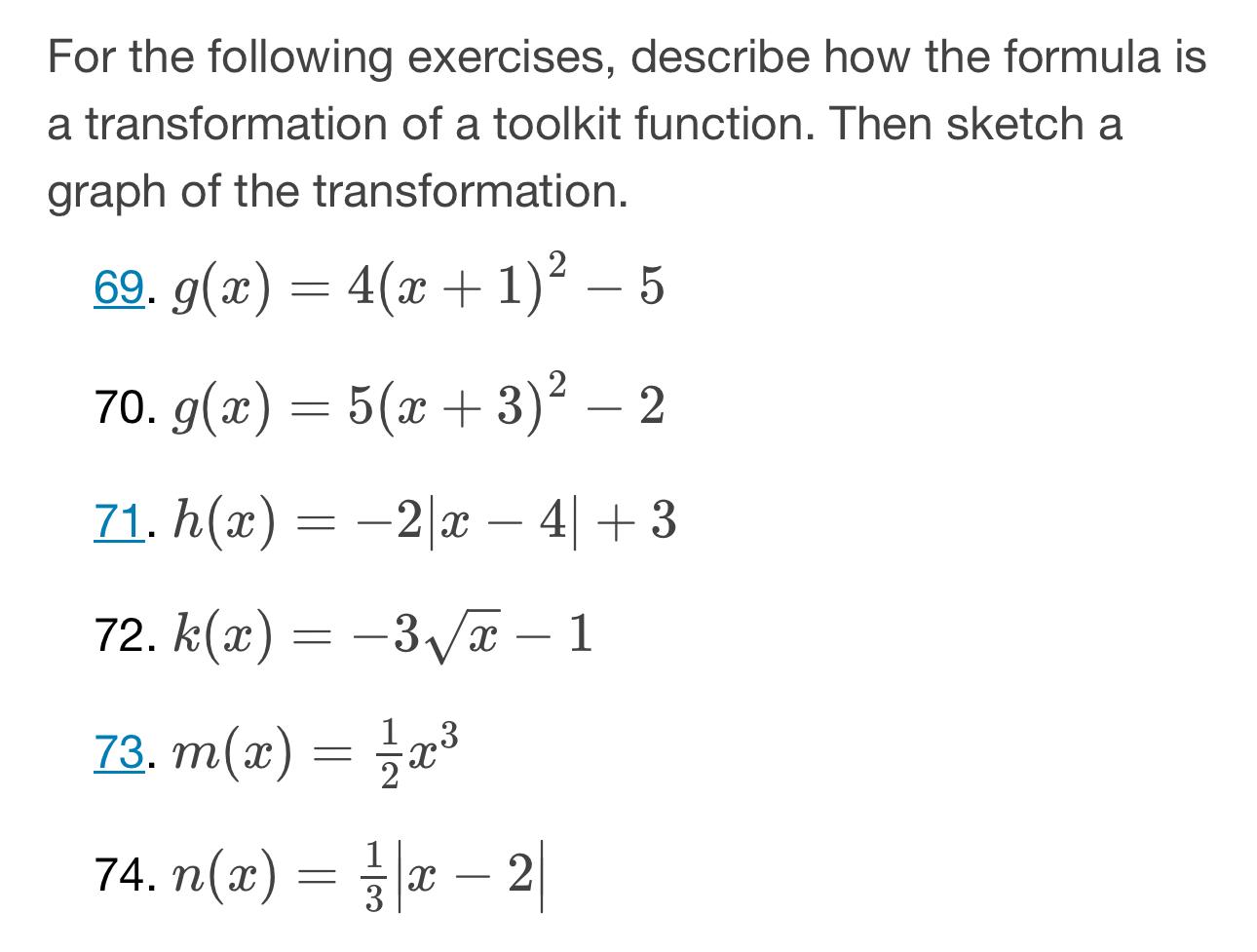 Solved For the following exercises, describe how the formula | Chegg.com