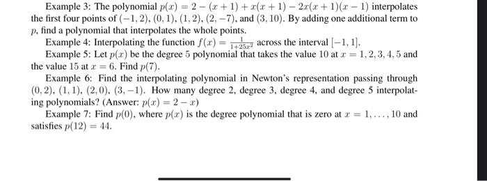 Solved Example 3: The polynomial | Chegg.com