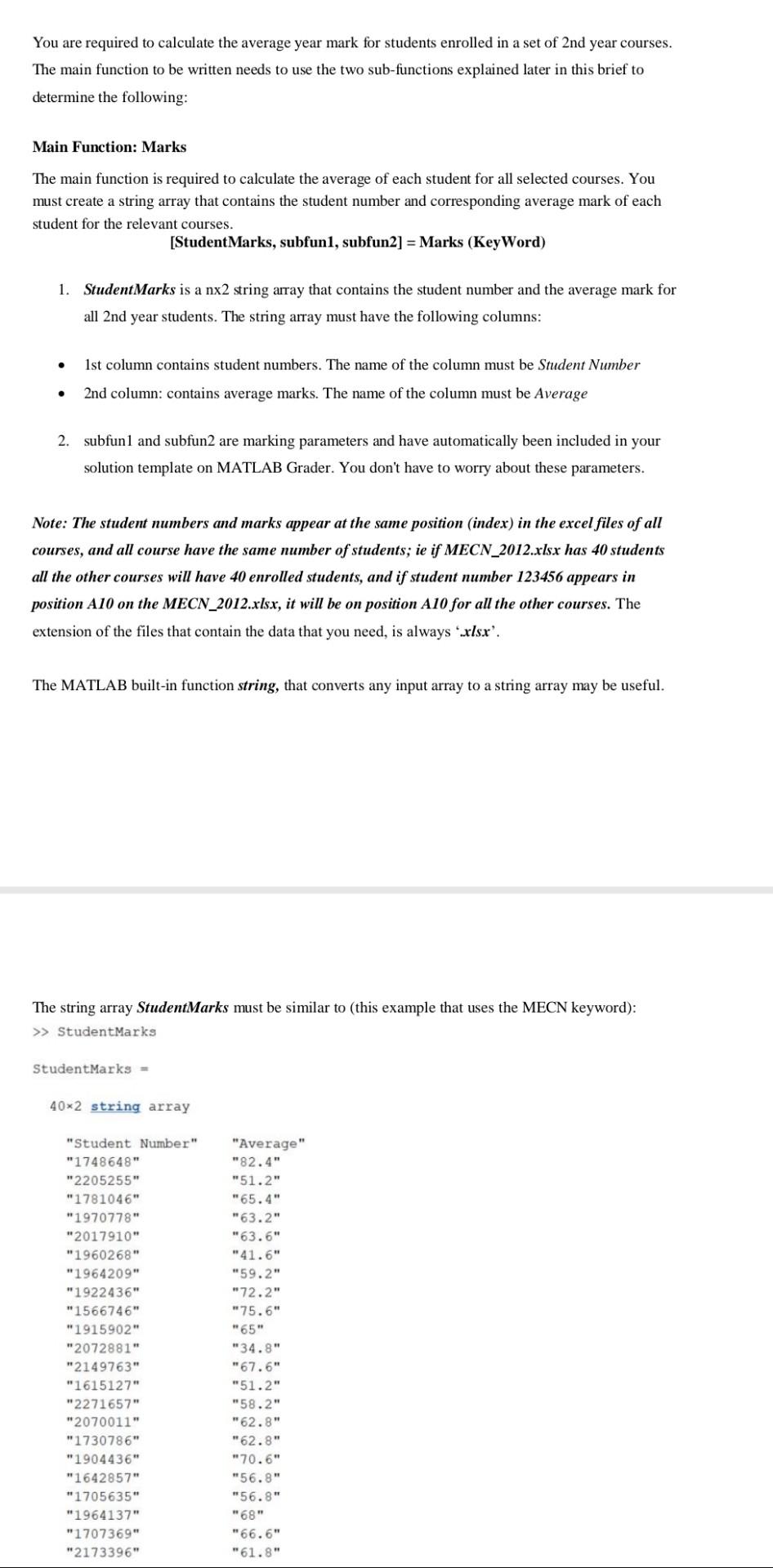 You are required to calculate the average year mark | Chegg.com