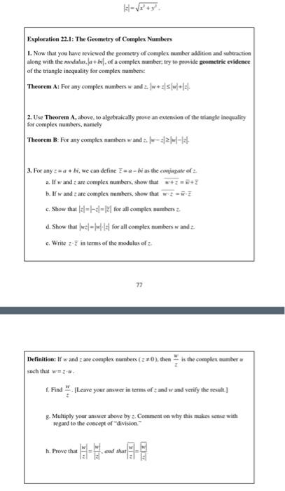 Solved ∣x∣=x2+y2. Exploration 22.1: The Geometry of Comples | Chegg.com