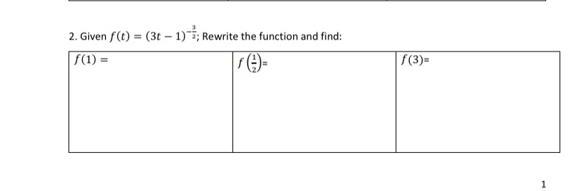 Solved Given f(t)=(3t-1)-32; Rewrite the function and | Chegg.com
