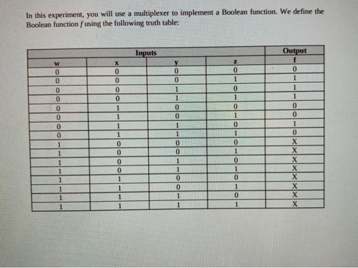 Solved In this experiment, you will use a multiplexer to | Chegg.com