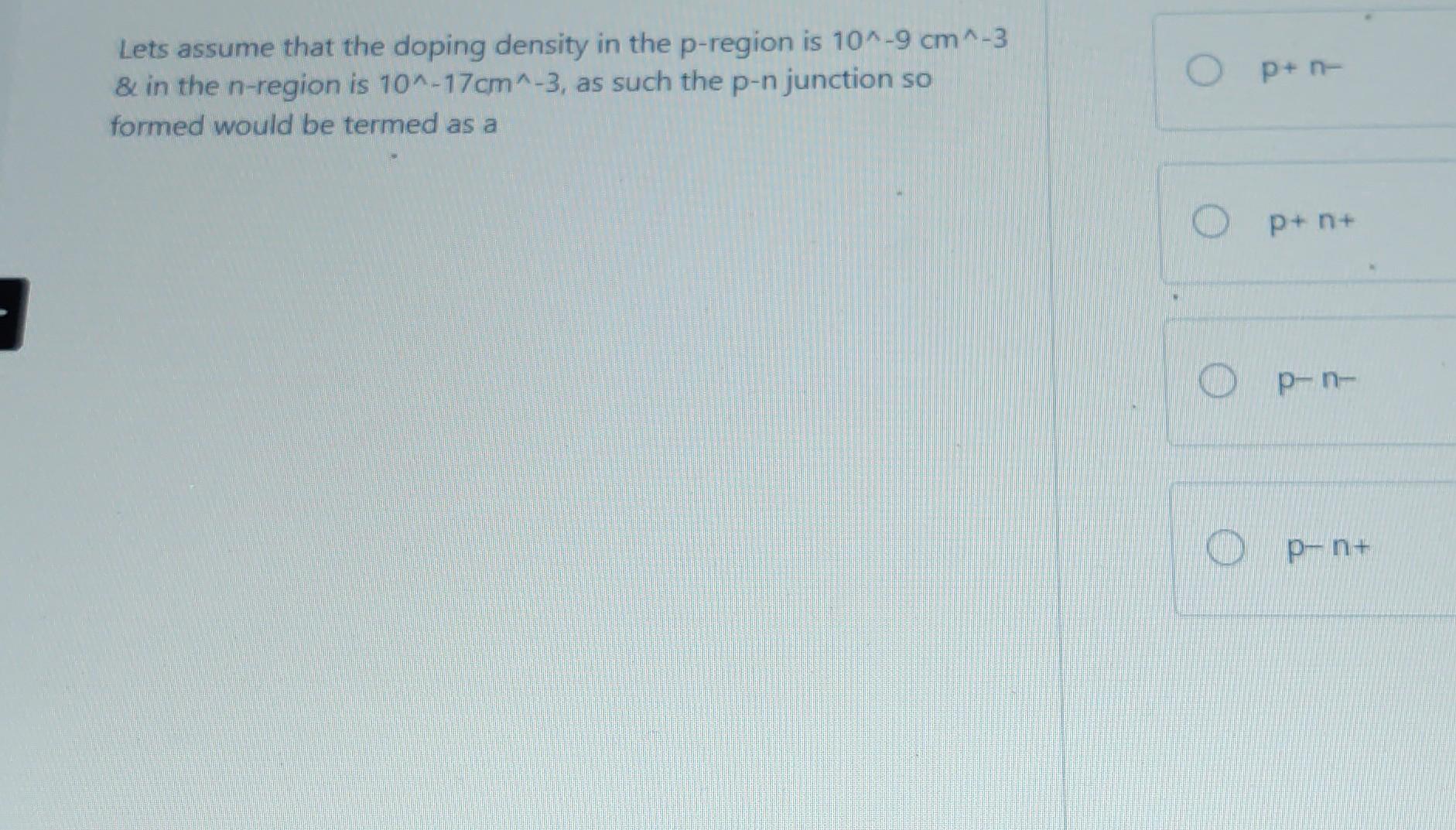Solved Lets assume that the doping density in the p-region | Chegg.com