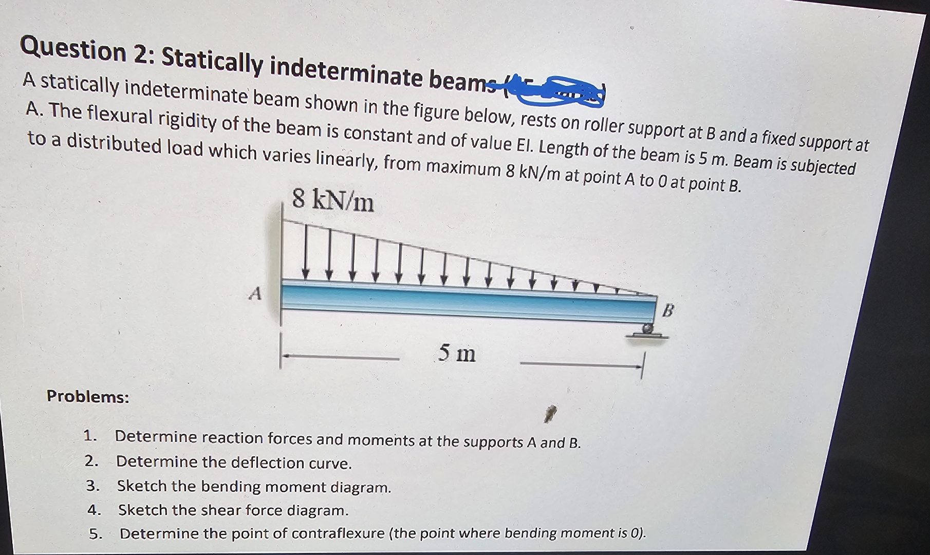 Solved to a distributed load which varies linearly, from | Chegg.com