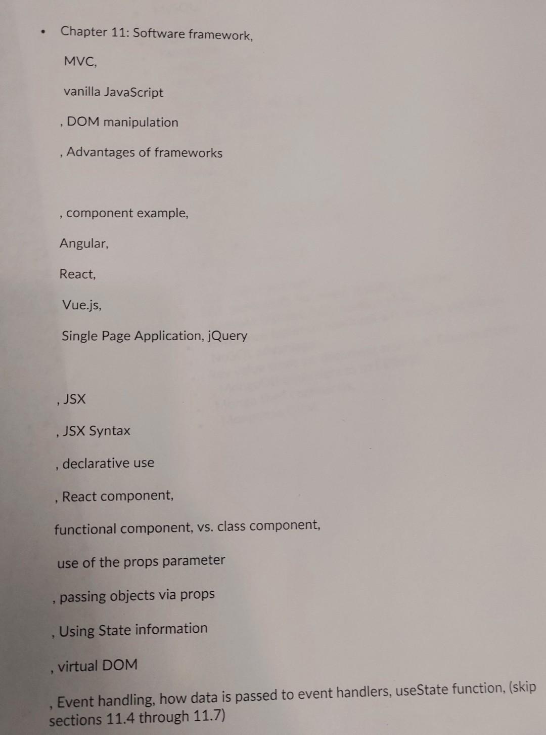 Solved - Chapter 11: Software framework, MVC, vanilla | Chegg.com