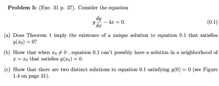 Solved Problem 5: (Exe. 31 p. 37 ). Consider the equation | Chegg.com
