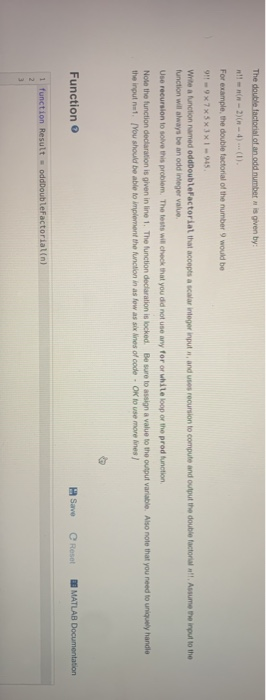 Solved The double factorial of an odd number is given by: | Chegg.com