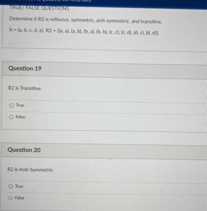 Solved Determine if R2 is reflexive, symmetric, | Chegg.com