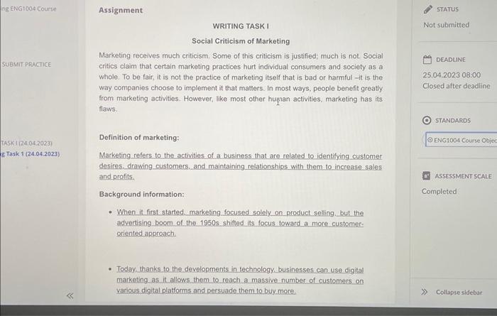 Assignment STATUS WRITING TASK 1 Not submitted Social | Chegg.com