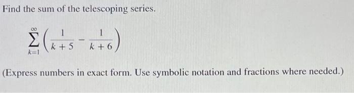 Solved Find the sum of the telescoping series. | Chegg.com