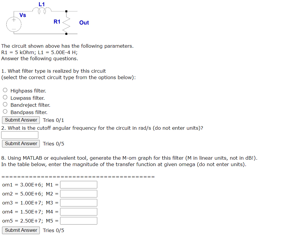 Solved The circuit shown above has the following | Chegg.com