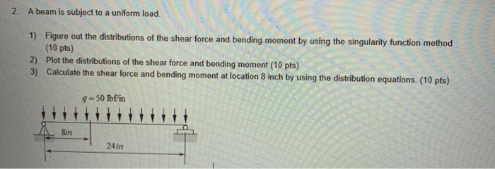 Solved 2 A beam is subject to a uniform load. 1) Figure out | Chegg.com