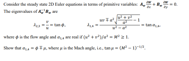 Consider The Steady State 2d ﻿euler Equations In