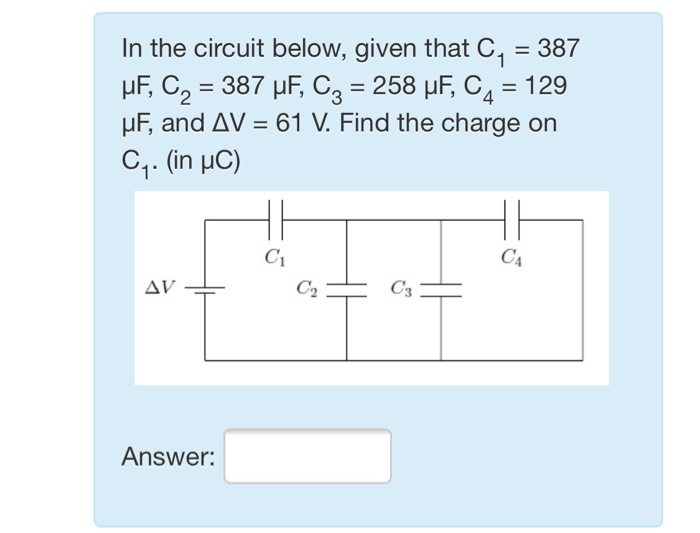 Solved In the circuit below, given that C1 = 387 uF, C2 = | Chegg.com