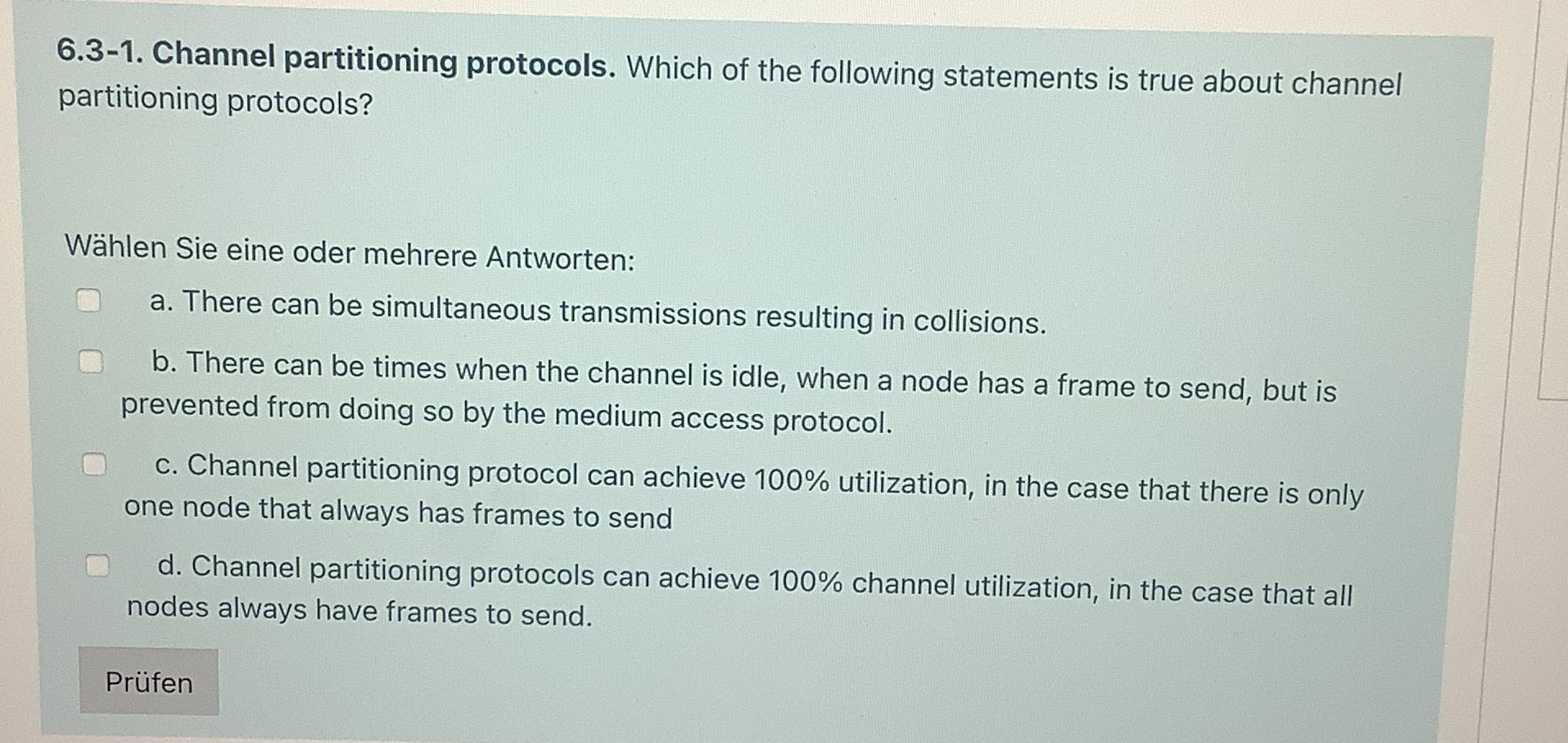 Solved 6.3-1. Channel partitioning protocols. Which of the | Chegg.com Solved 6.3-1. Channel partitioning protocols. Which of the | Chegg.com