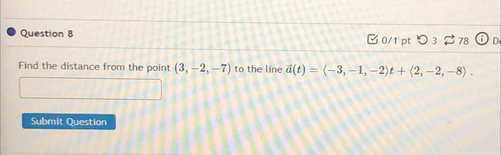 Solved Question 801 ﻿pt378(i)Find the distance from the | Chegg.com
