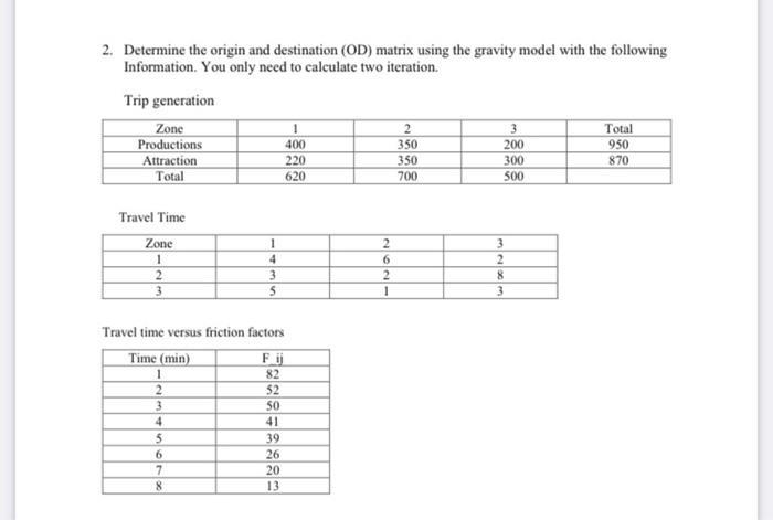 Solved 2. Determine the origin and destination (OD) matrix | Chegg.com