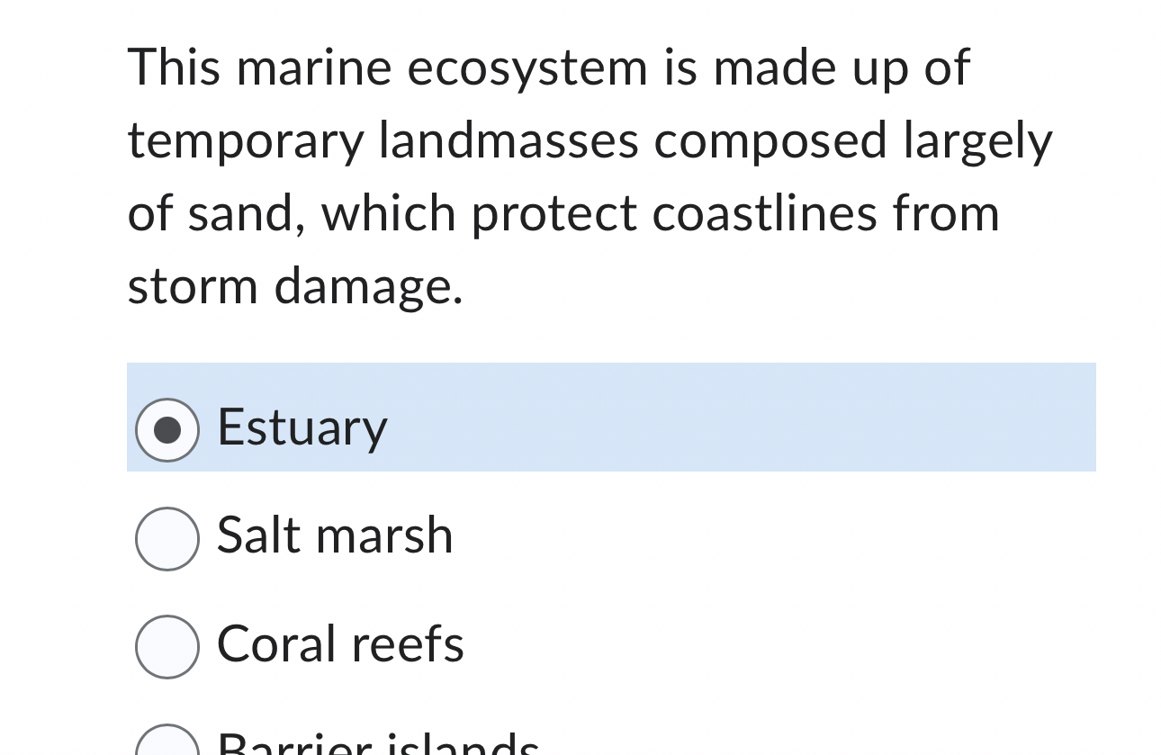 Solved This marine ecosystem is made up of temporary | Chegg.com