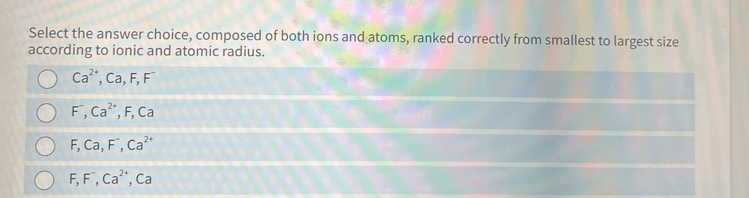 Solved Select the answer choice, composed of both ions and | Chegg.com