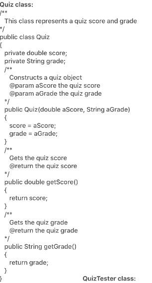 Solved • P8.2 Implement a class Quiz that implements the | Chegg.com