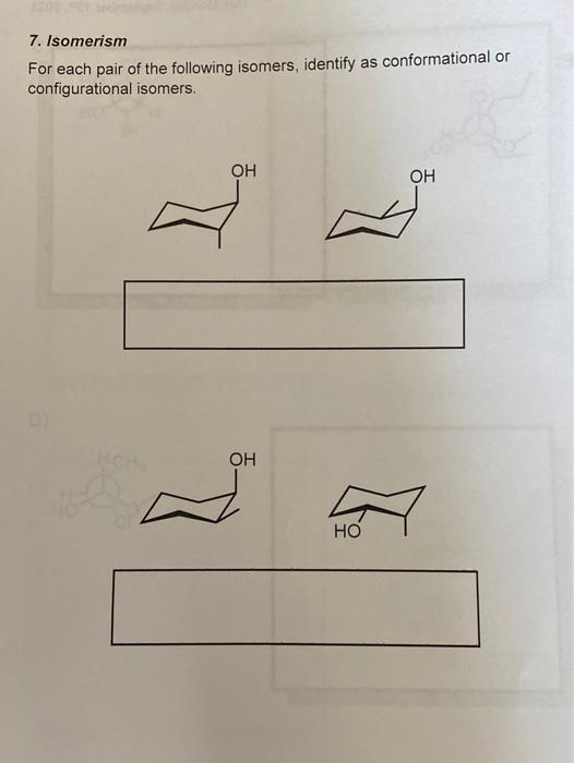 Solved For each pair of the following isomers, identify as | Chegg.com