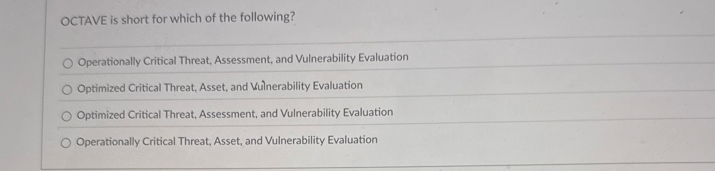 Solved OCTAVE is short for which of the | Chegg.com