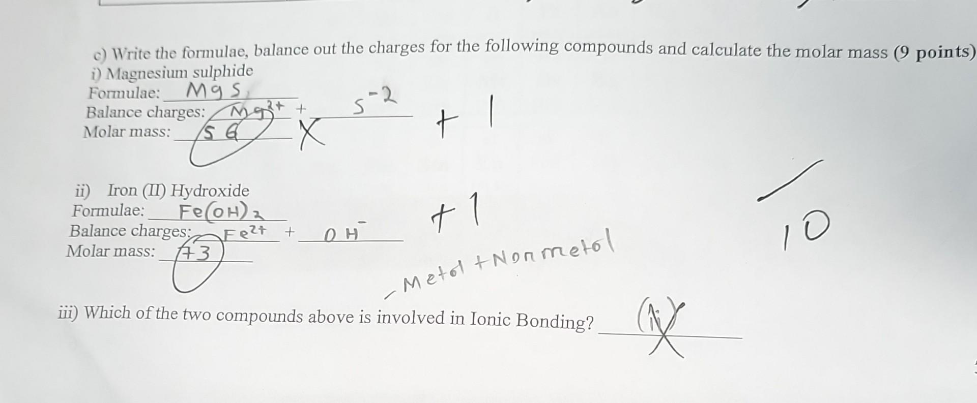 Solved c) Write the formulae, balance out the charges for | Chegg.com