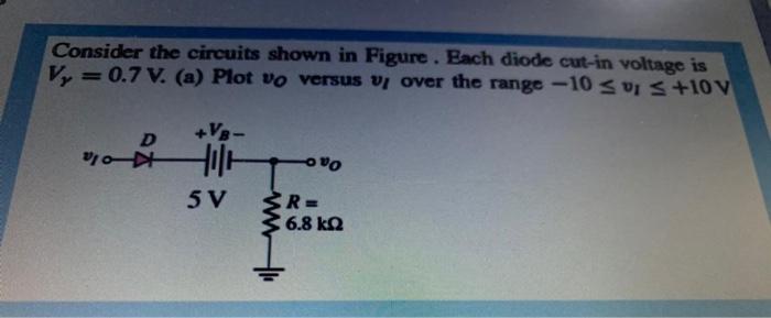 Solved Consider the circuits shown in Figure. Each diode | Chegg.com