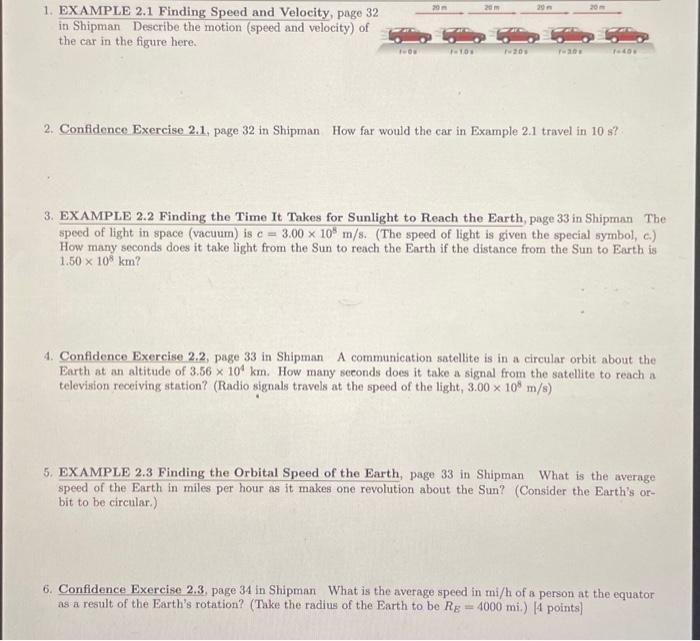 Solved 1. EXAMPLE 2.1 Finding Speed and Velocity, page 3: in | Chegg.com