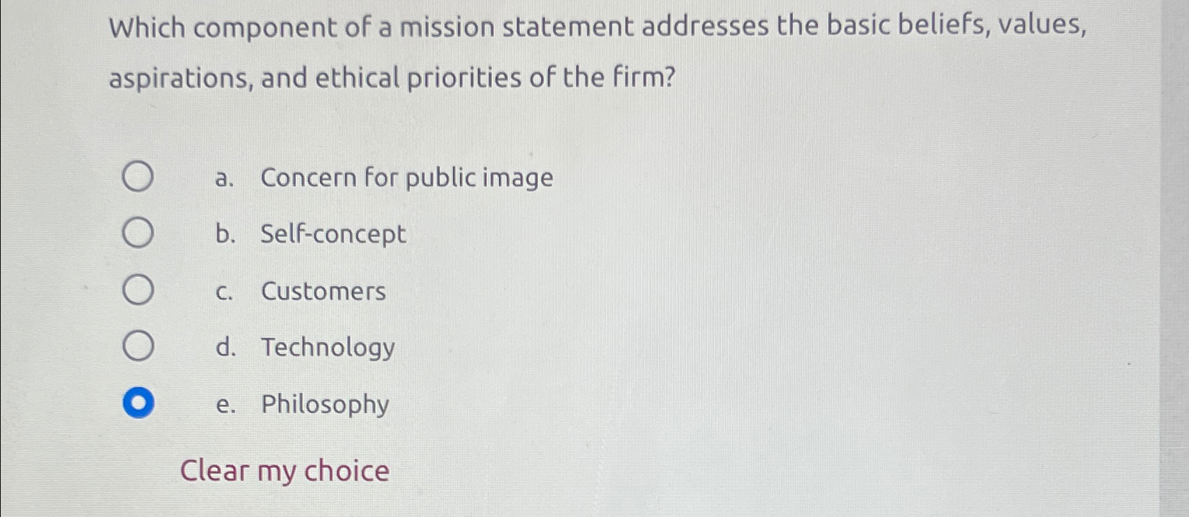 Solved Which component of a mission statement addresses the | Chegg.com