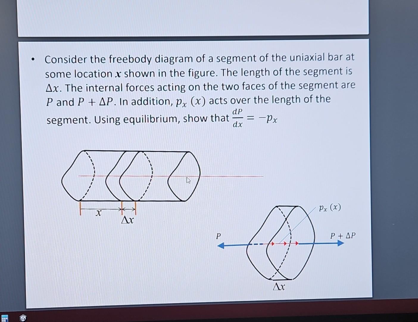 Solved Consider the freebody diagram of a segment of the | Chegg.com