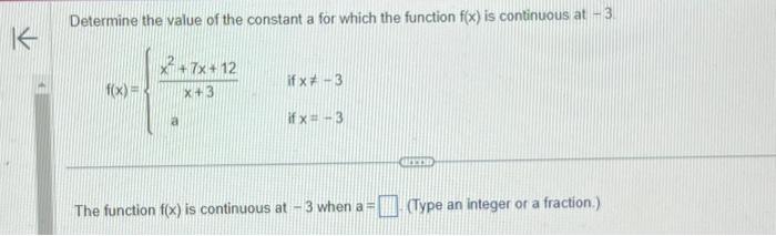 Solved K Determine the value of the constant a for which the | Chegg.com