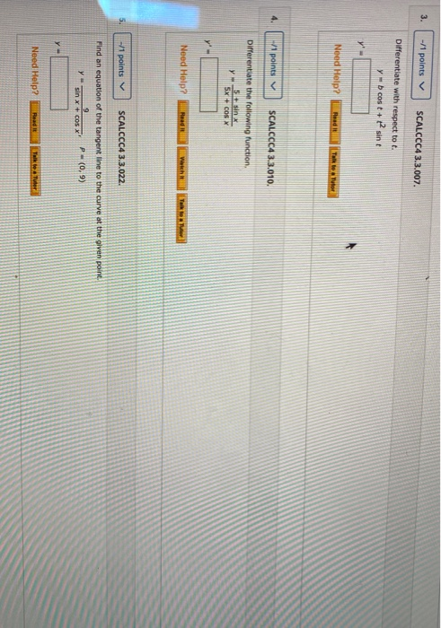 Solved 3. - 1 points ~ SCALCCCA 3.3.007. Differentiate with | Chegg.com Solved 3. - 1 points ~ SCALCCCA 3.3.007. Differentiate with | Chegg.com