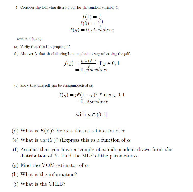 Solved Consider the following discrete pdf for the random | Chegg.com