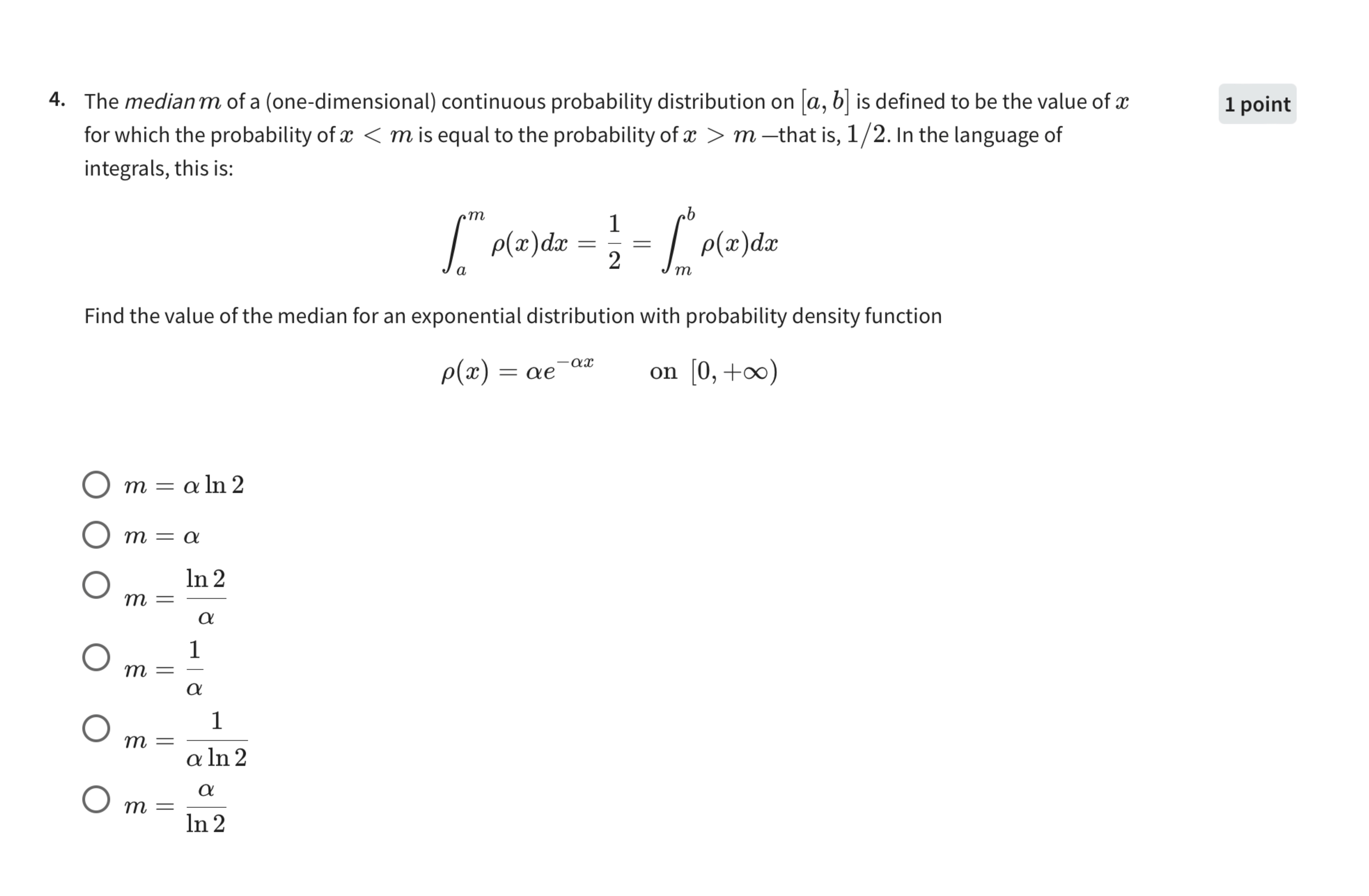 Solved The median m ﻿of a (one-dimensional) ﻿continuous | Chegg.com