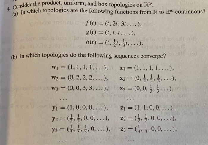 Solved 4. Consider the product, uniform, and box topologies | Chegg.com