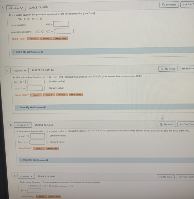 Solved My Notes Ask Your 3. - 1 points ~ SCALC8 13.1.018. | Chegg.com