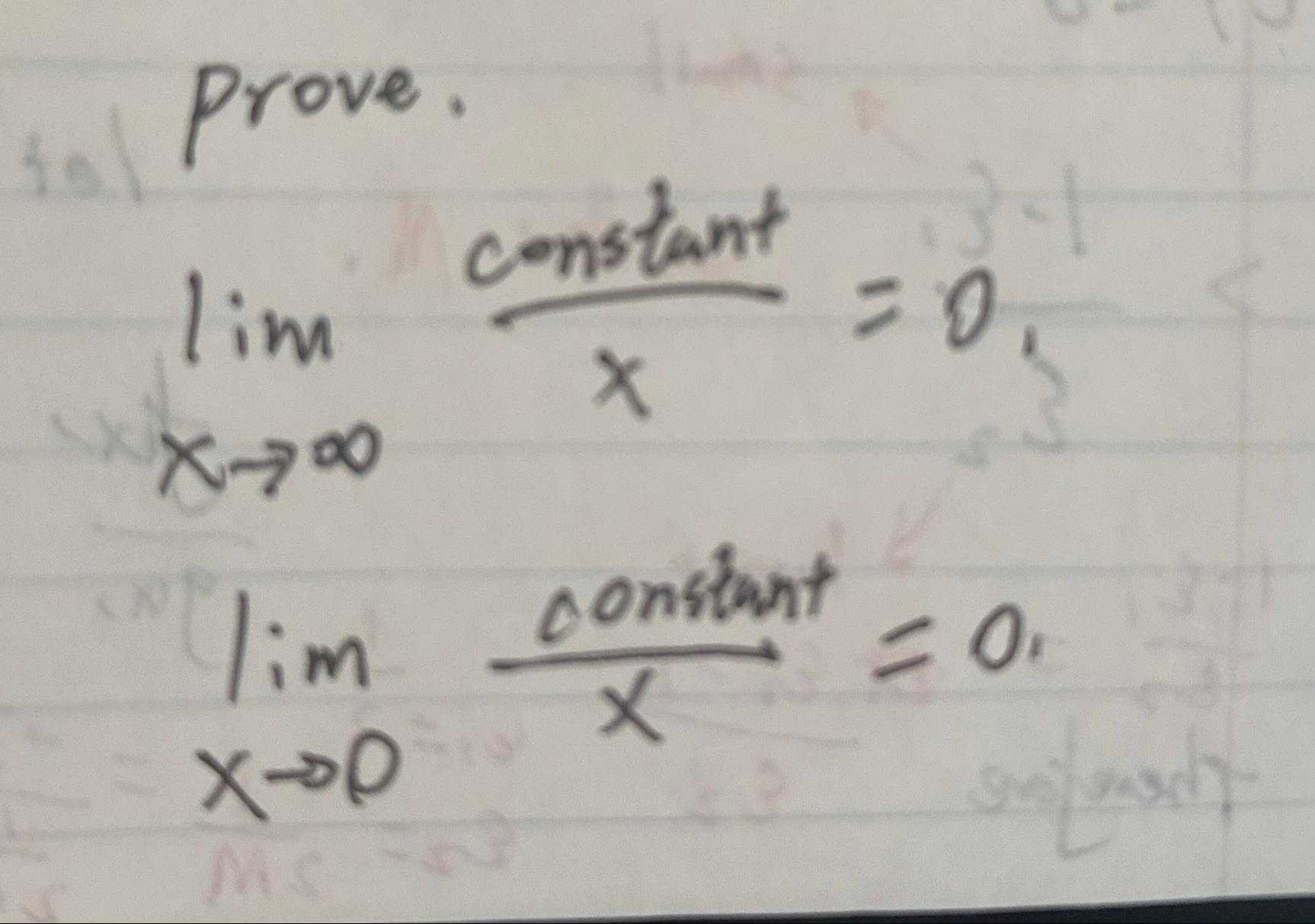 Solved prove.limx→0 constant x=0. | Chegg.com